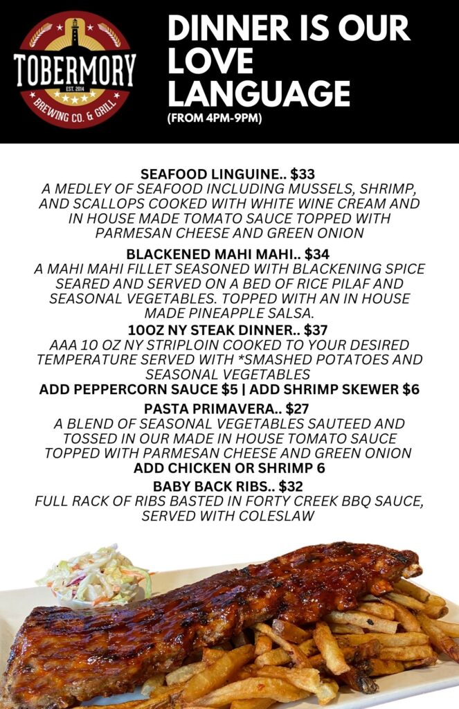 Menu - Tobermory Brewing Co.
