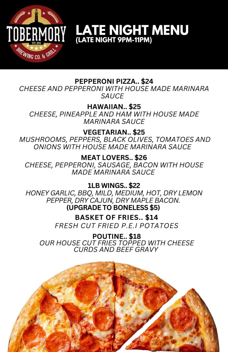 Menu - Tobermory Brewing Co.